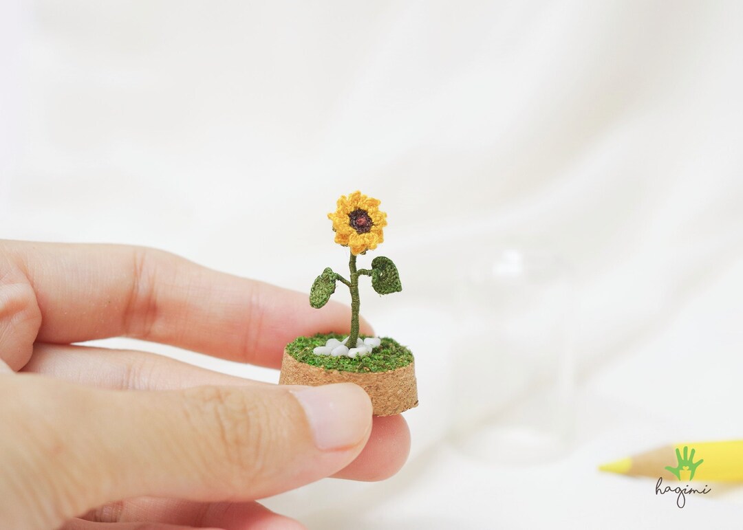 Miniature Crochet Sunflower. Crocheted Flower. Mini Flower in - Etsy
