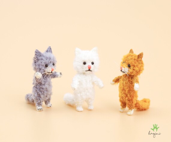 Micro cat Handmade cat doll. Amigurumi animal crochet Miniature stuffed ...