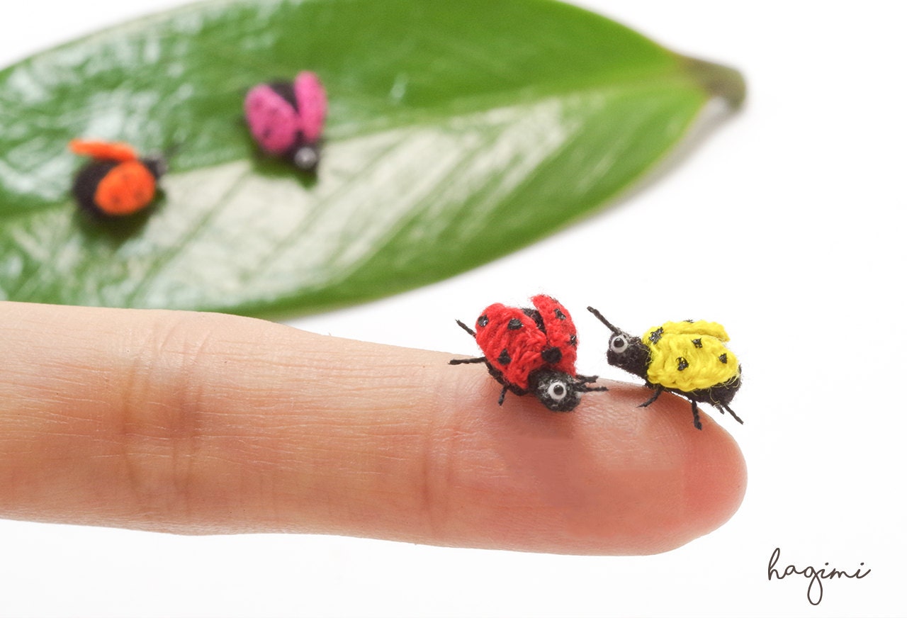Miniature ladybug amigurumi Crochet ladybug Micro bug. Dolls ...