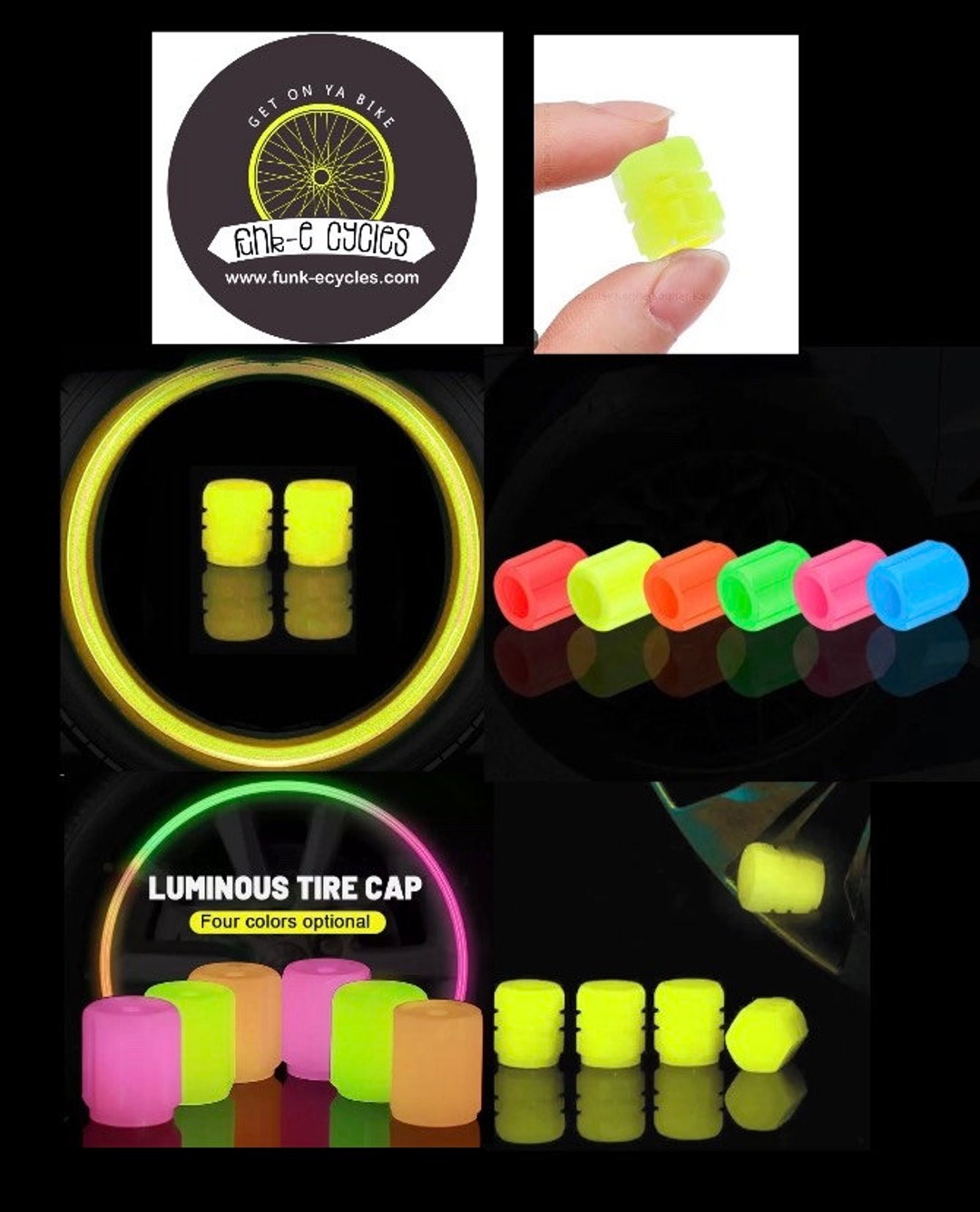 4luminous Fluorescent Neon Fluo Glow in Dark Tyre Tire Caps - Etsy