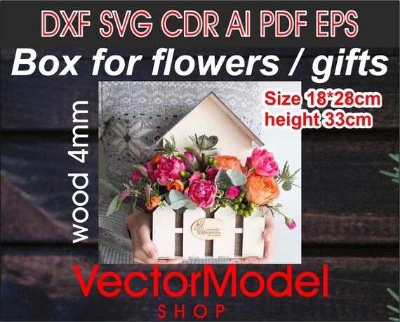 Flower box vector for CNC svg vector file Flower Gift Box cutting ...