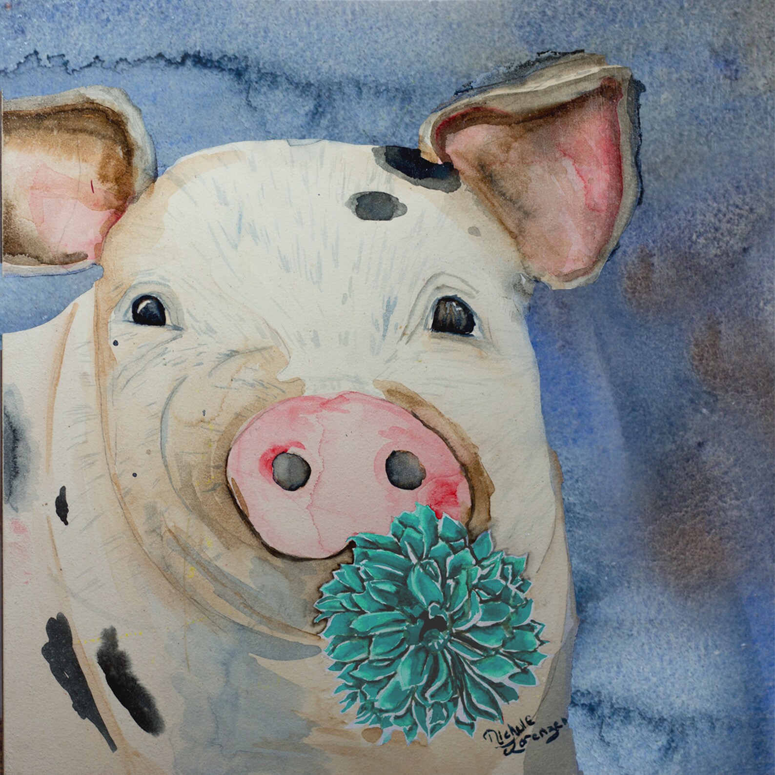 Pig Art Print Farmhouse Pig Decor Farm Animal Print - Etsy