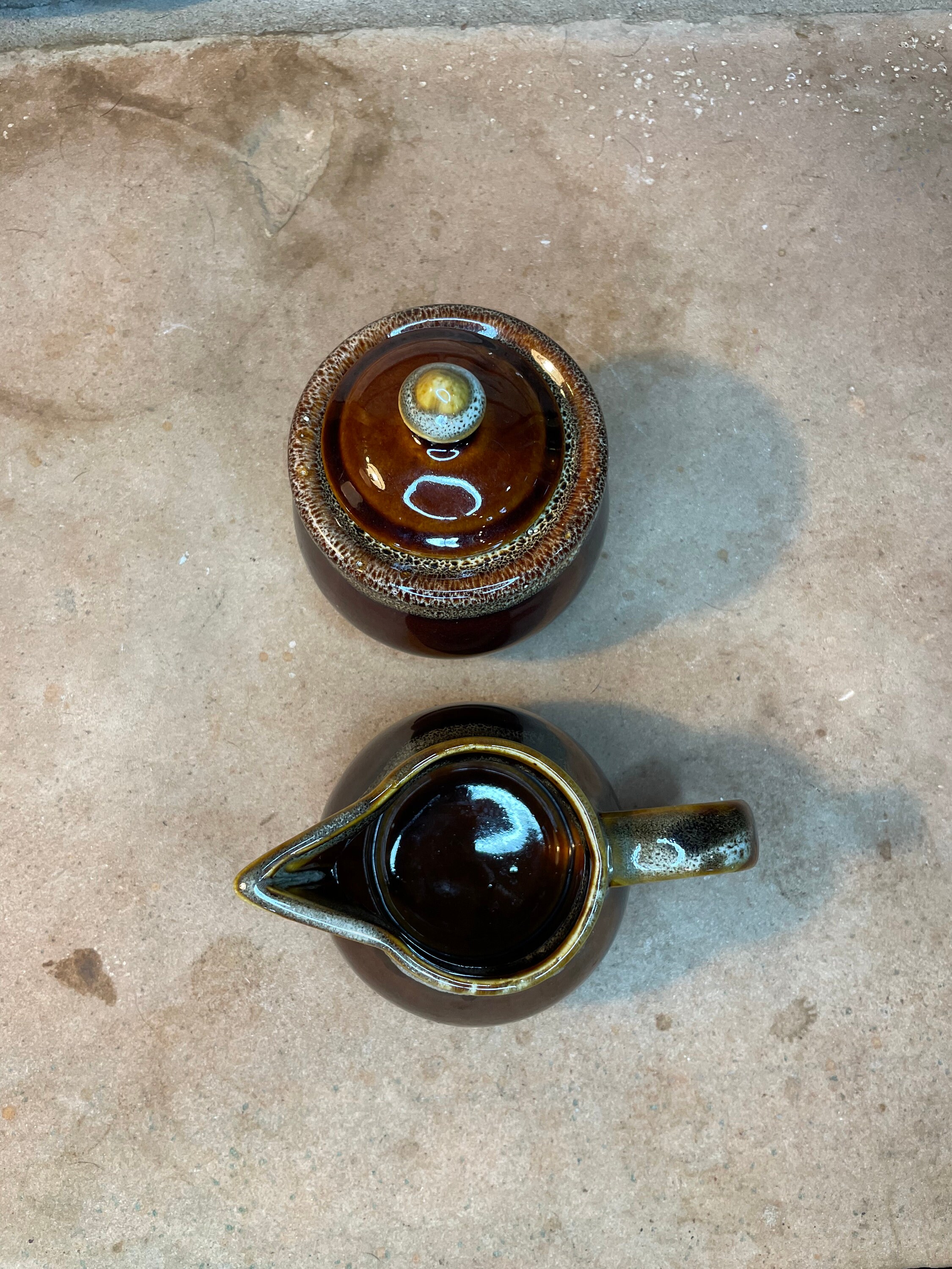 Vintage Brown Drip Stoneware Coffee Pot Set - Etsy