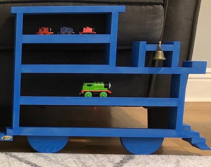 One Locomotive & Three Caboose Little Train Collection Wood Bookcase ...