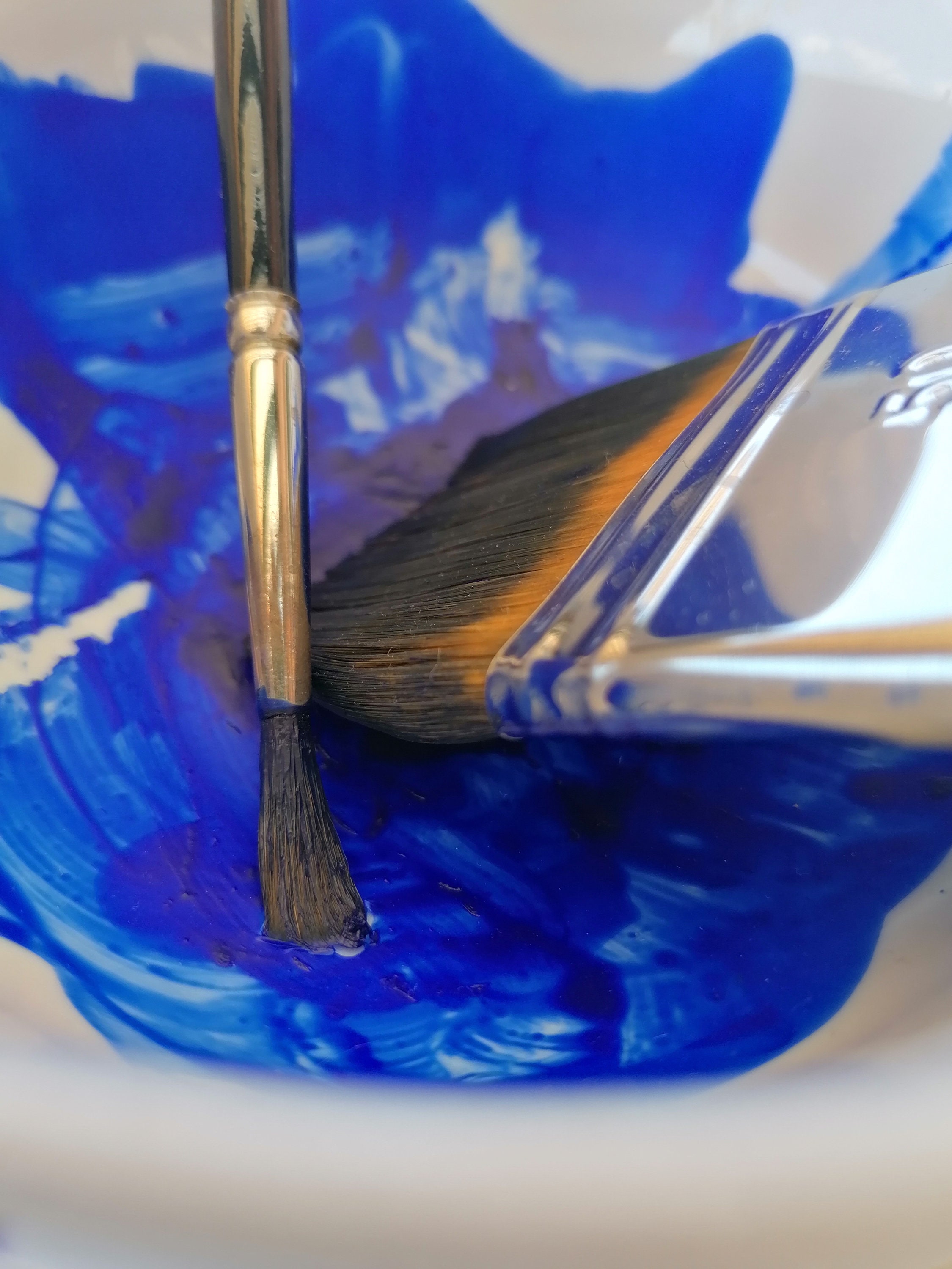 Abstract Blue Painting. the Blue Way. 8,5x8,5 Inch. Original Art One-of ...