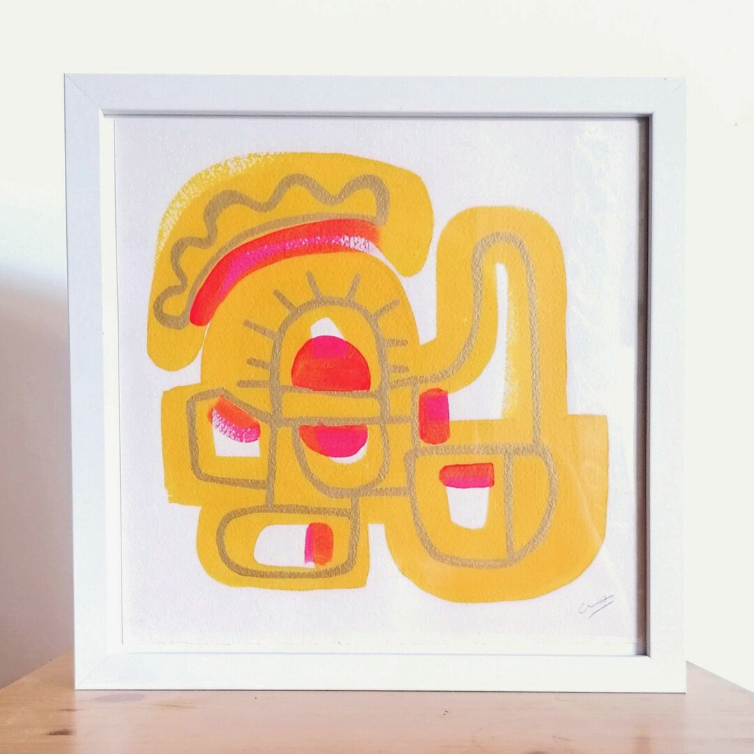 Sun Abstract Painting. 8,5x8,5 Inch / 22x22 Cm. Original Small Art One ...