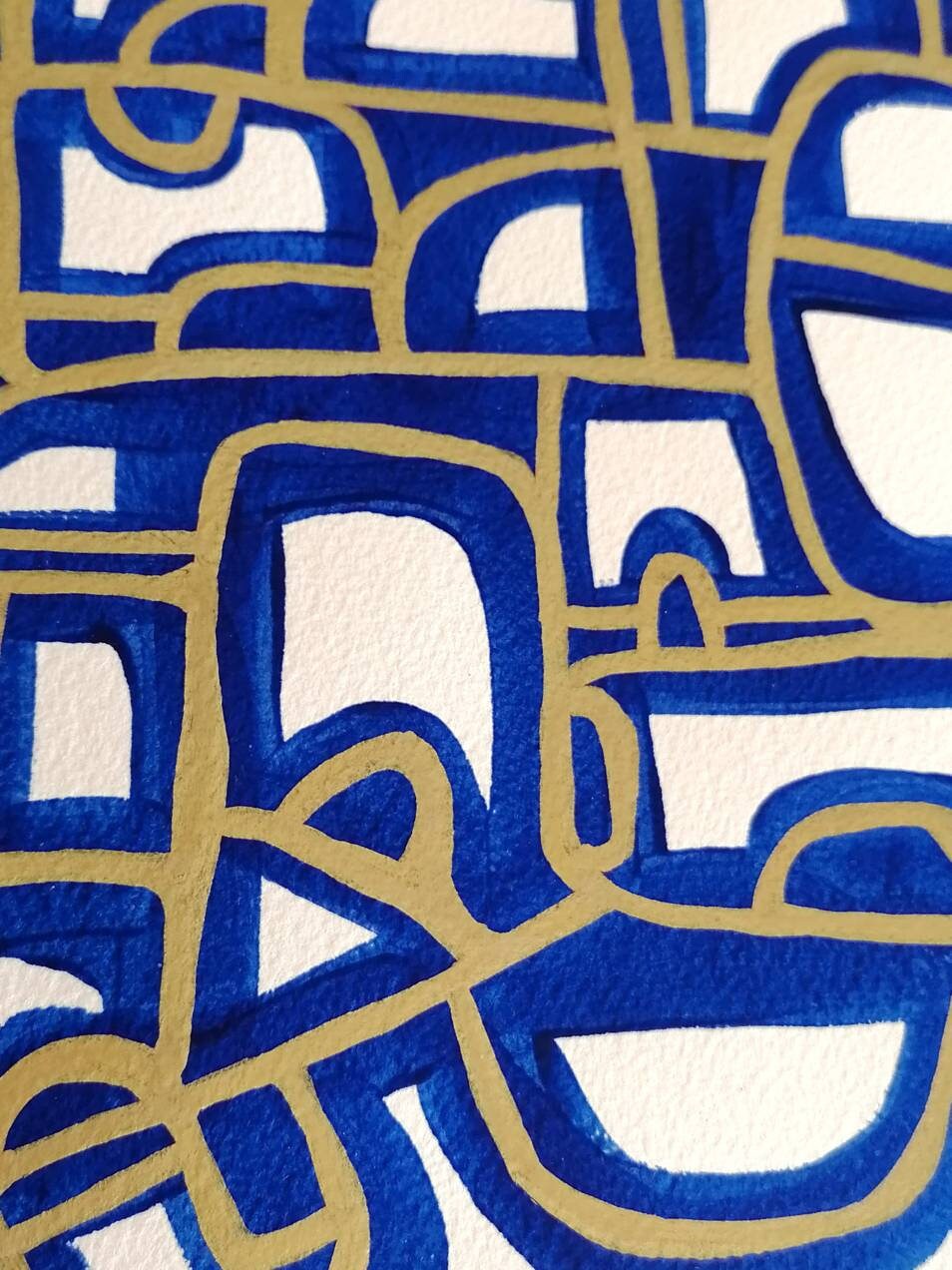 Abstract Blue Painting. the Blue Way. 8,5x8,5 Inch. Original Art One-of ...
