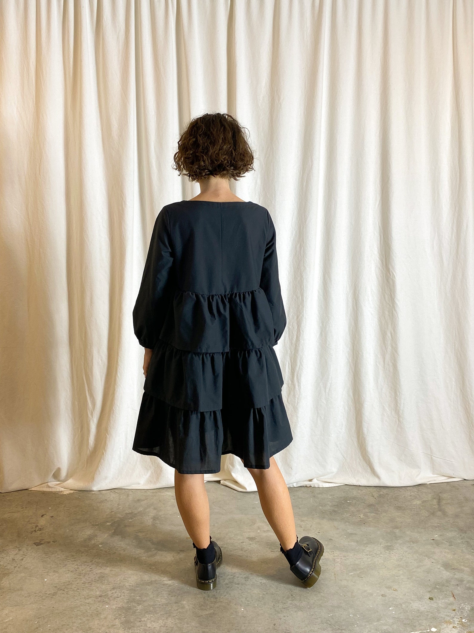 Tiered Ruffle Skirt Long Sleeve Dress Sewing Pattern | Etsy New Zealand