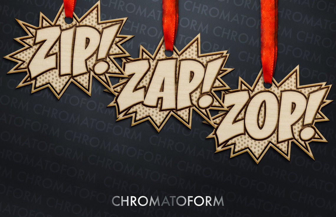 Zip Zap Zop Improv Comic Book Style Set of 3 Wooden - Etsy 日本