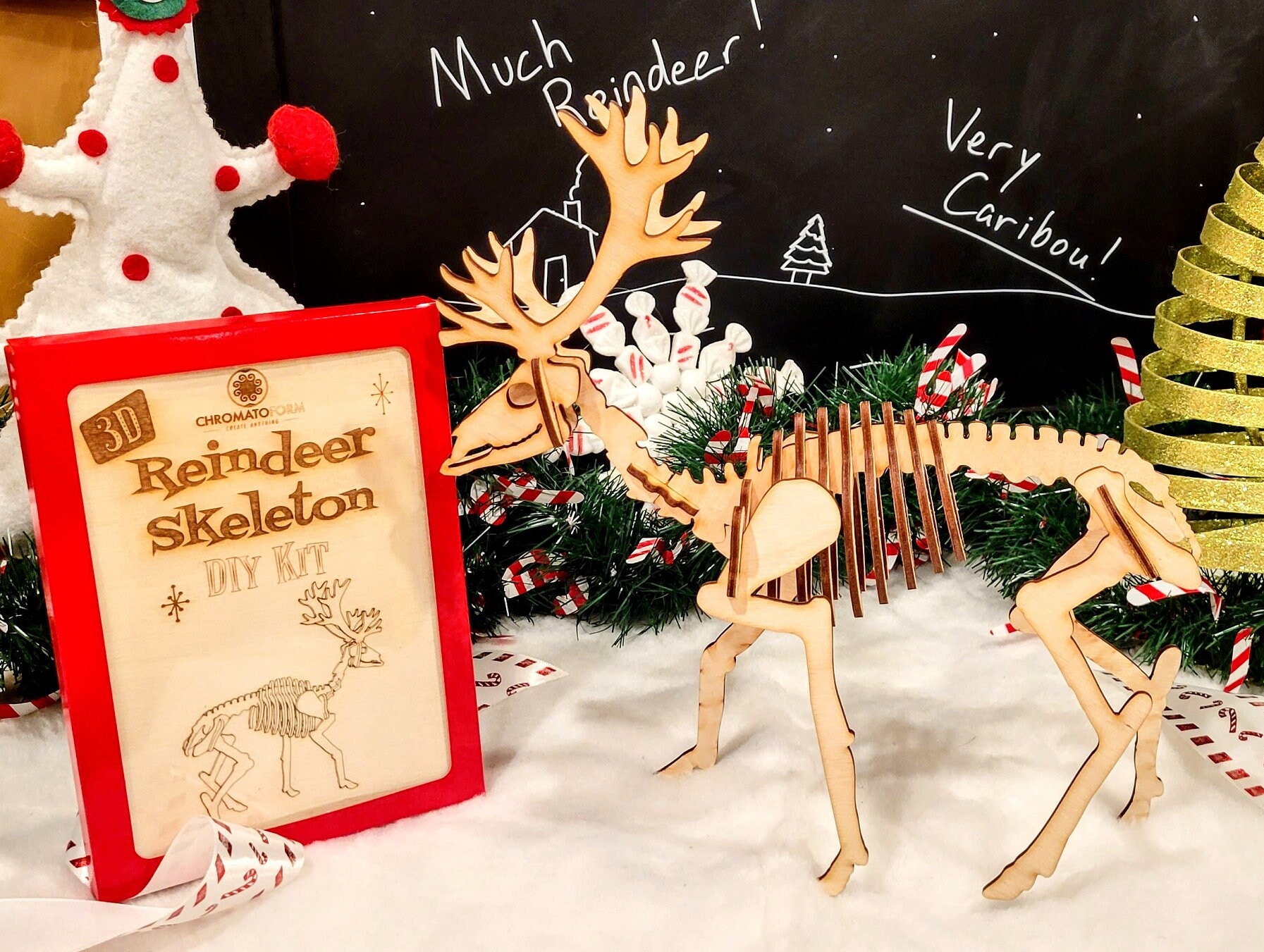 Reindeer Skeleton DIY Kit - 3D Puzzle - Christmas Anatomy Decoration - Laser Cut and Engraved - Etsy