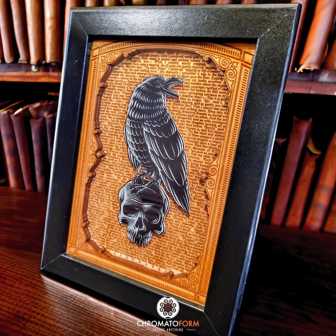 The Raven - Edgar Allan Poe - 3D Laser Engraved Layered Framed Art - 8 ...