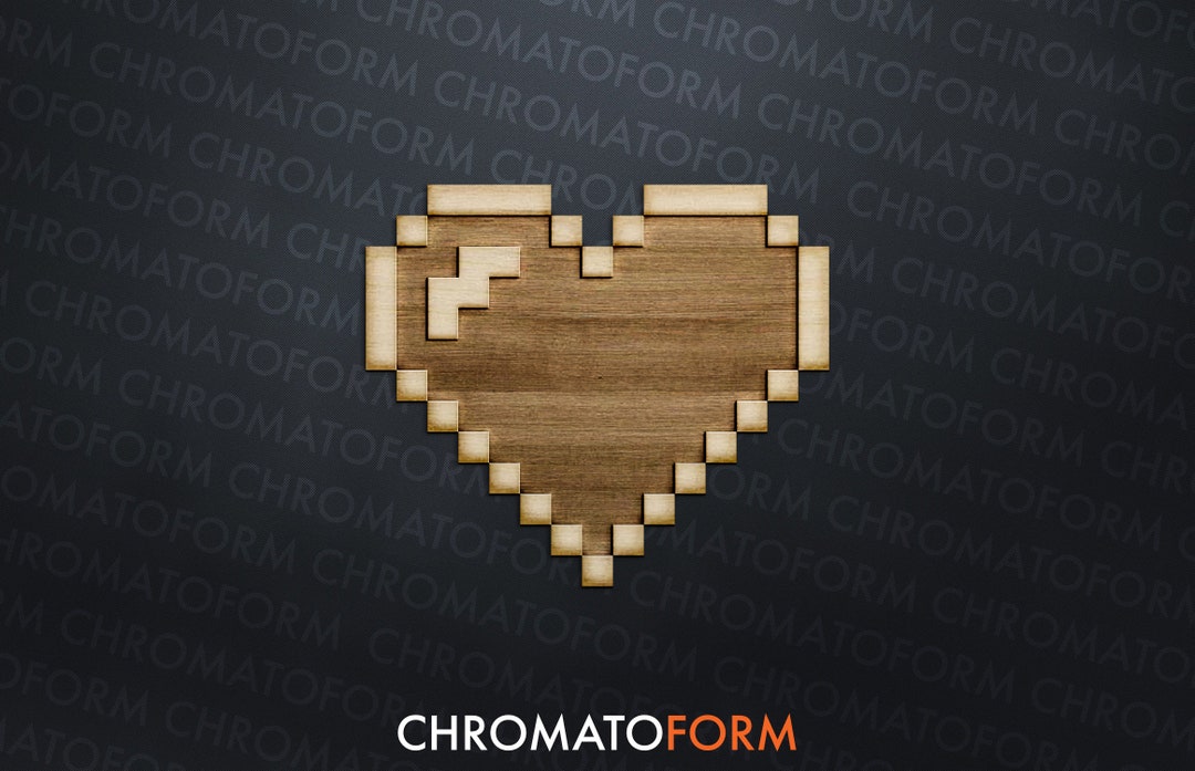 8 Bit Pixel Heart Wooden Sticker - Laser Engraved - Etsy UK