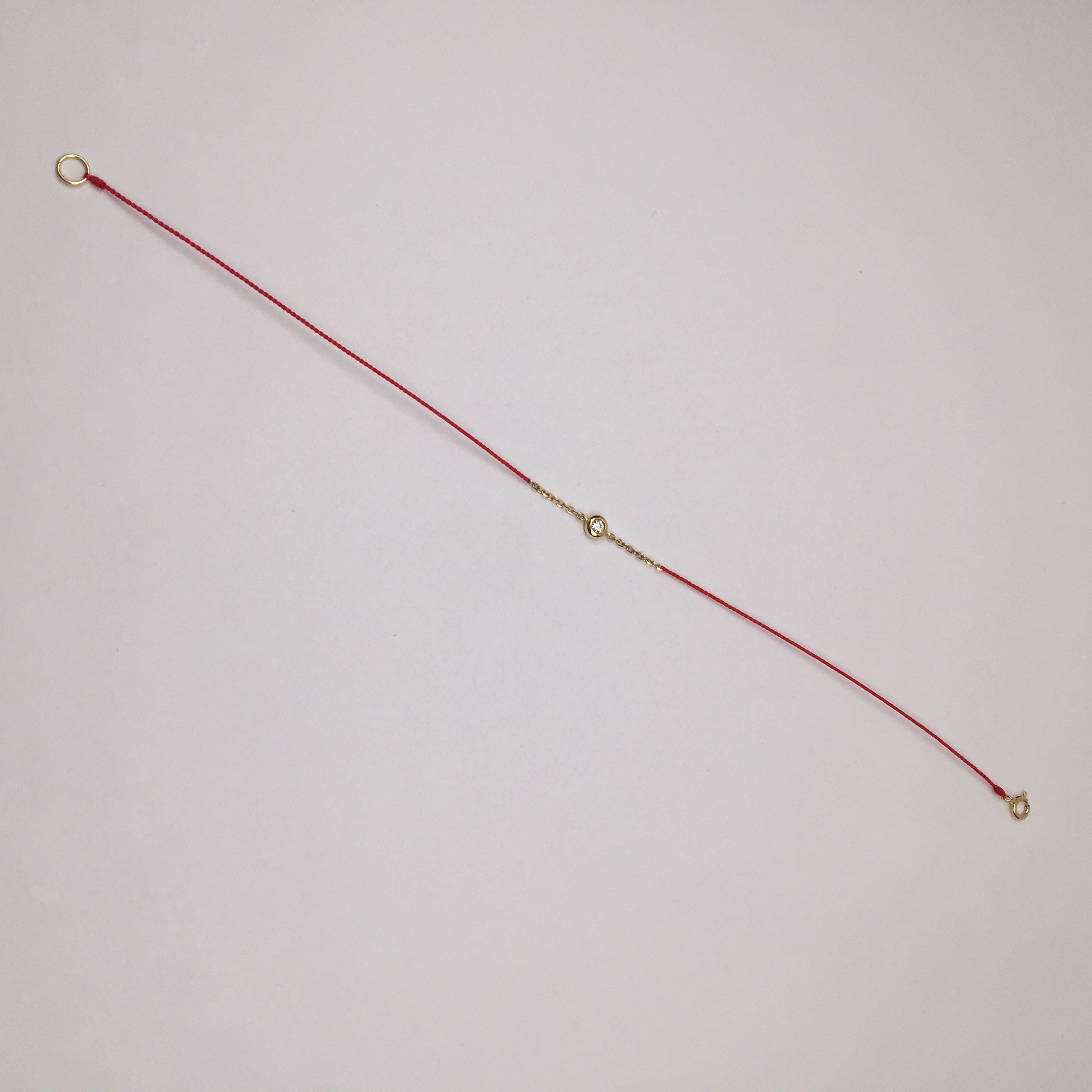 Lucky Red String Bracelet With 0.03 Carat Diamond and 18k | Etsy