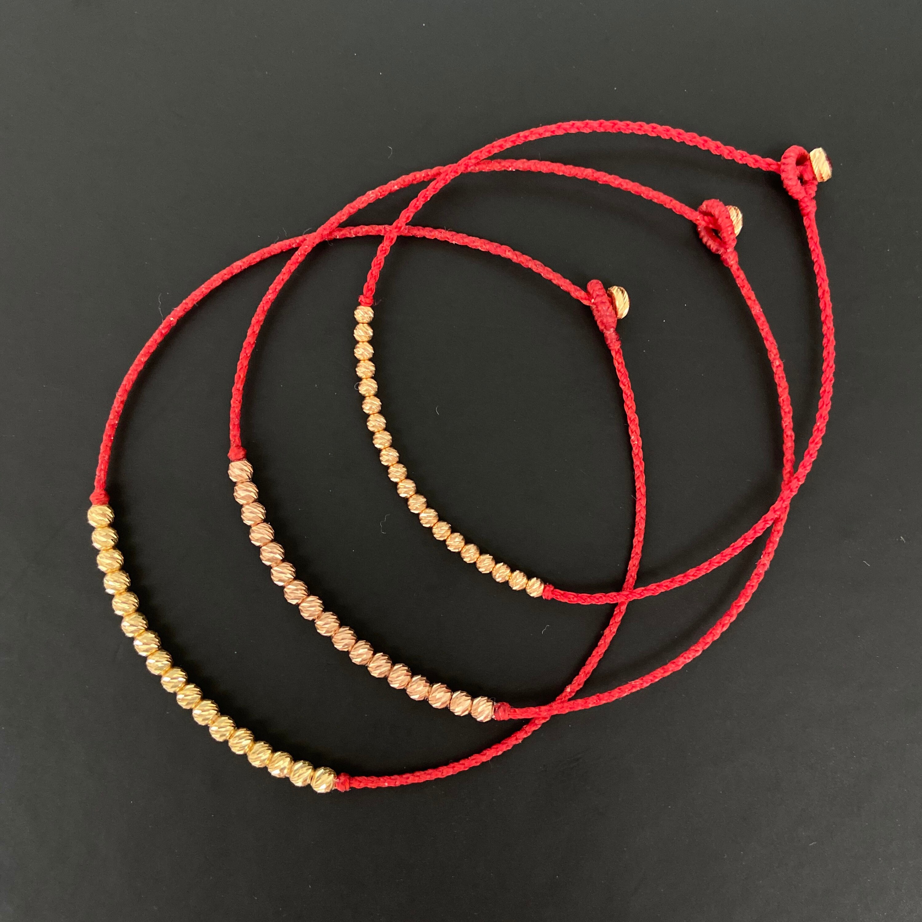 Red String Anklet/Bracelet Au750 18k Solid Gold Engraved | Etsy