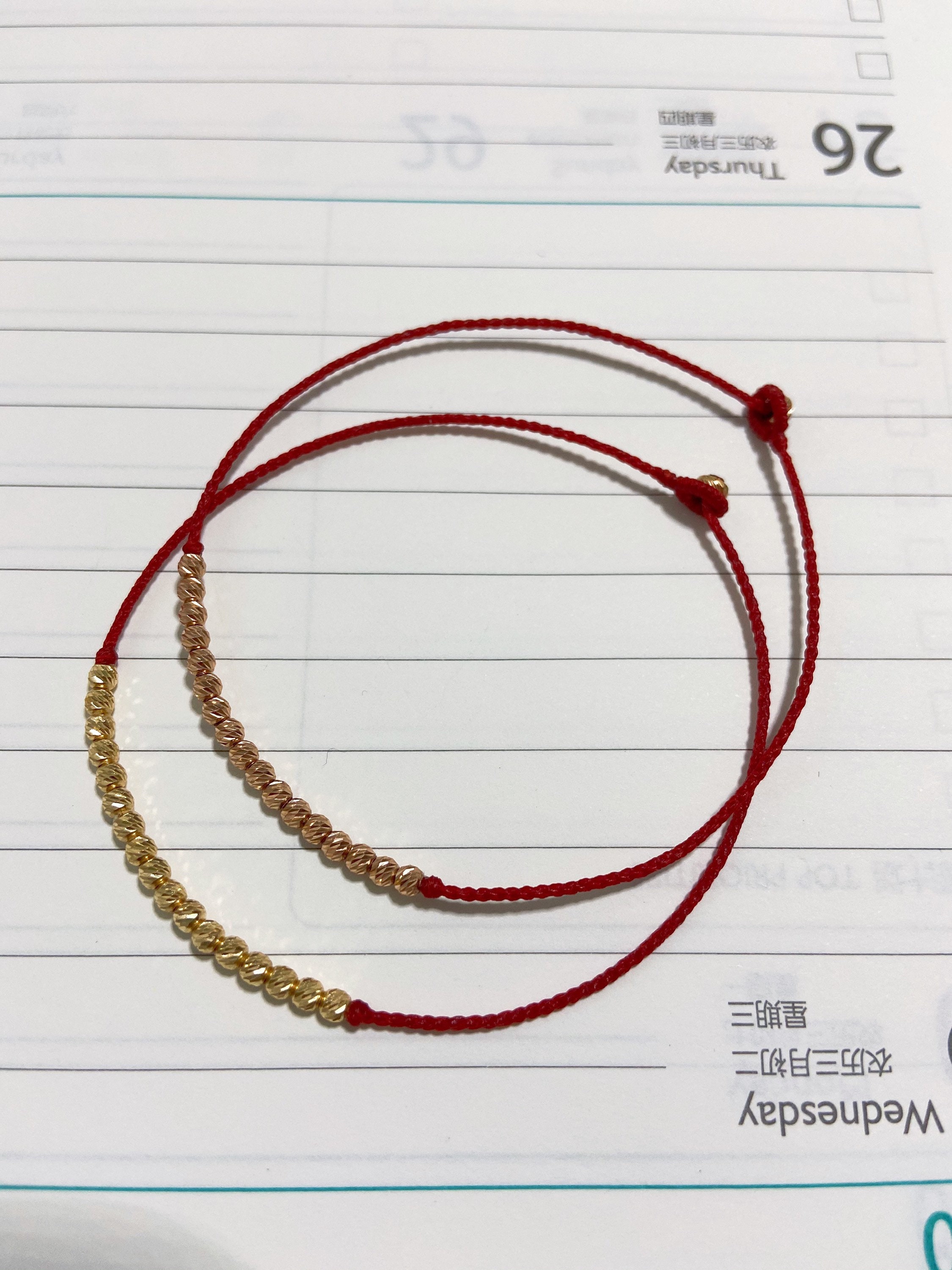 Red String Anklet/Bracelet Au750 18k Solid Gold Engraved | Etsy