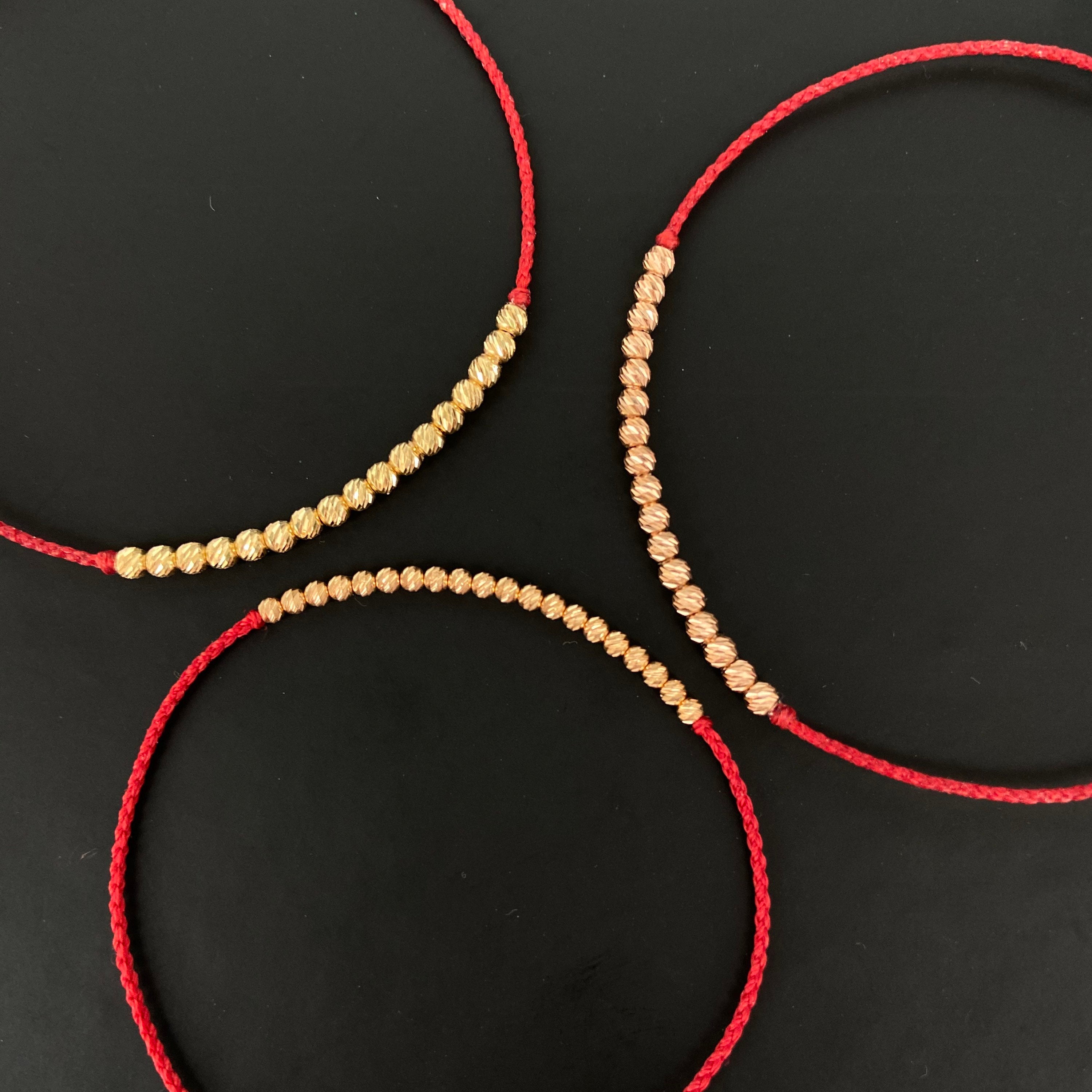 Red String Anklet/Bracelet Au750 18k Solid Gold Engraved | Etsy