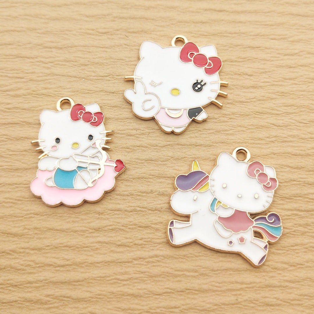 10PCS Cartoon Cat Charm Enamel Necklace Pendant Earring Charm Bracelet ...