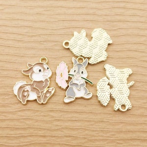 10pcs, 18x22mm, Enamel Charm Rabbit Charm Earring Pendant Necklace ...