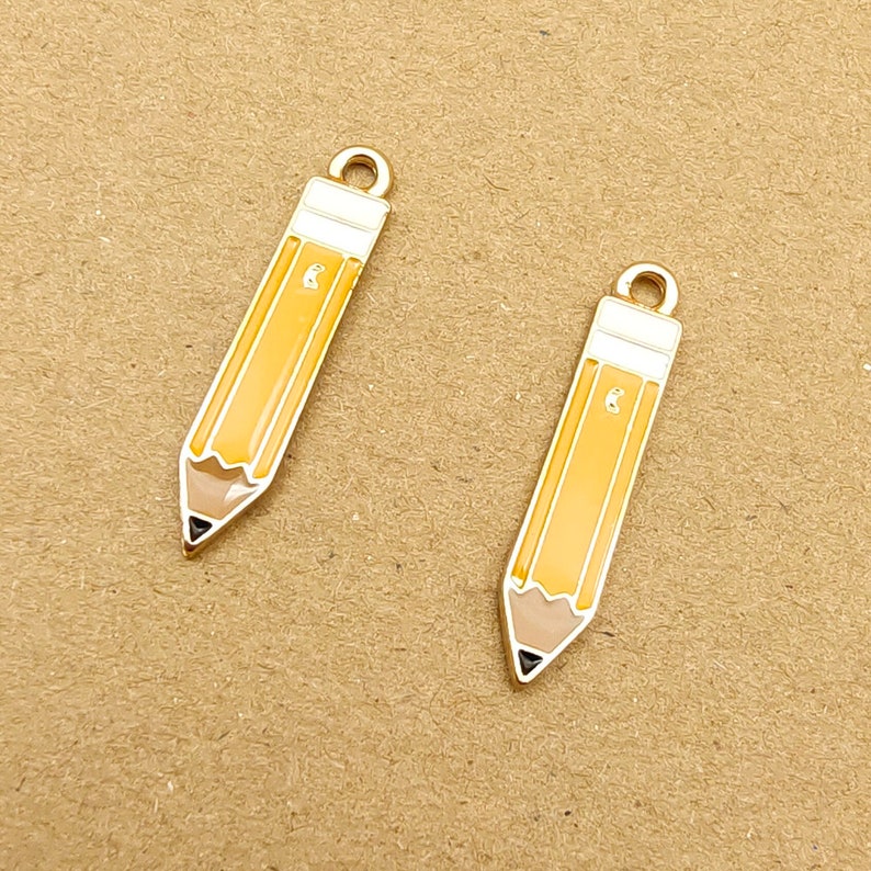 10PCS 732MM Pencil Charms Enamel Charm Learn Tool Charm | Etsy