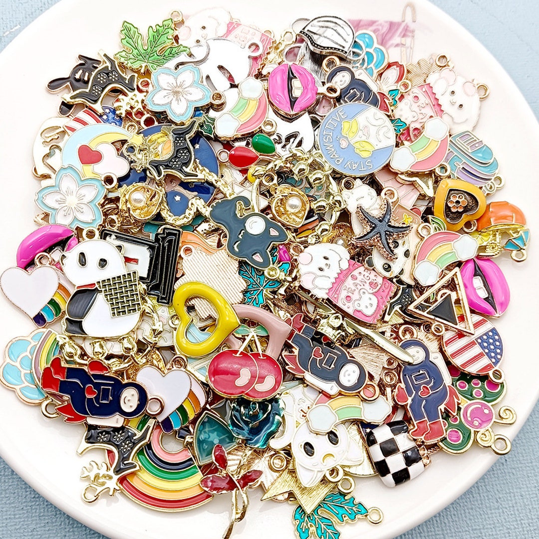 20/30/50pcs, Random Charm Enamel Necklace Pendant Earring Charm Jewelry ...