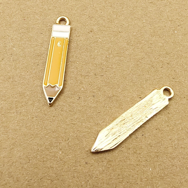 10PCS 732MM Pencil Charms Enamel Charm Learn Tool Charm | Etsy