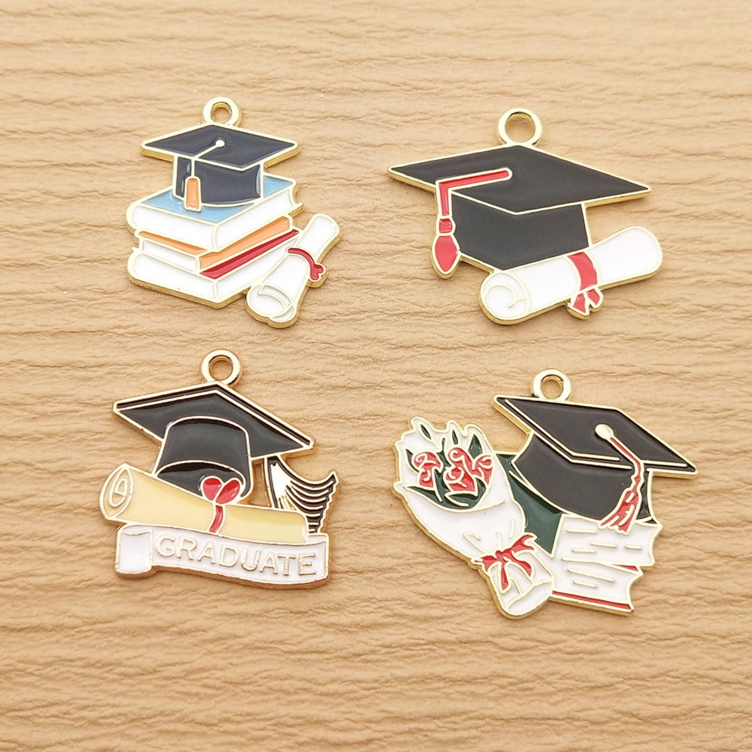 10/16pcs Graduation Hat Charm Enamel Charm Diy Jewelry Accessories ...