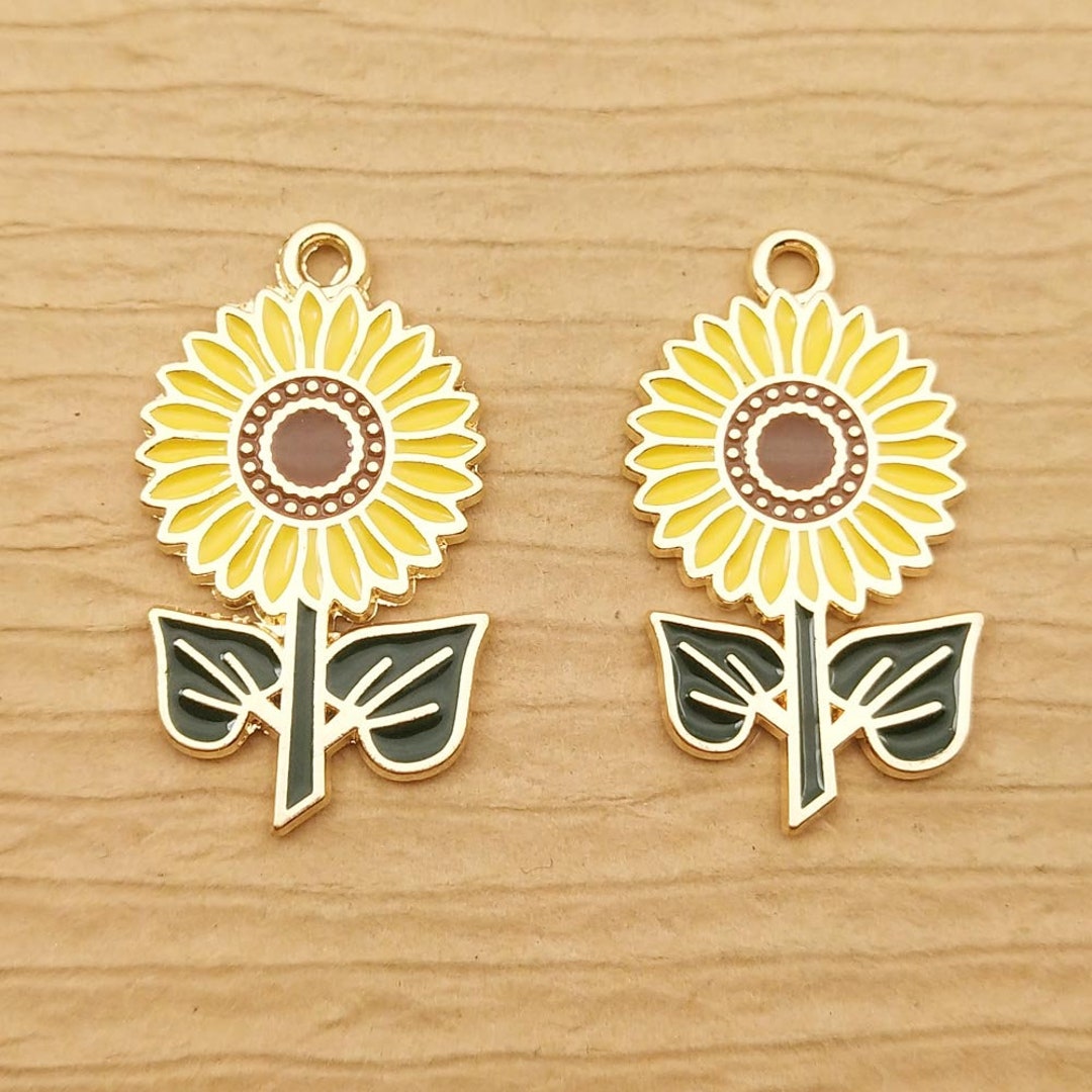 10PCS, 15*27MM, Enamel Flower Charm, Jewelry Supplies, Necklace Charm ...