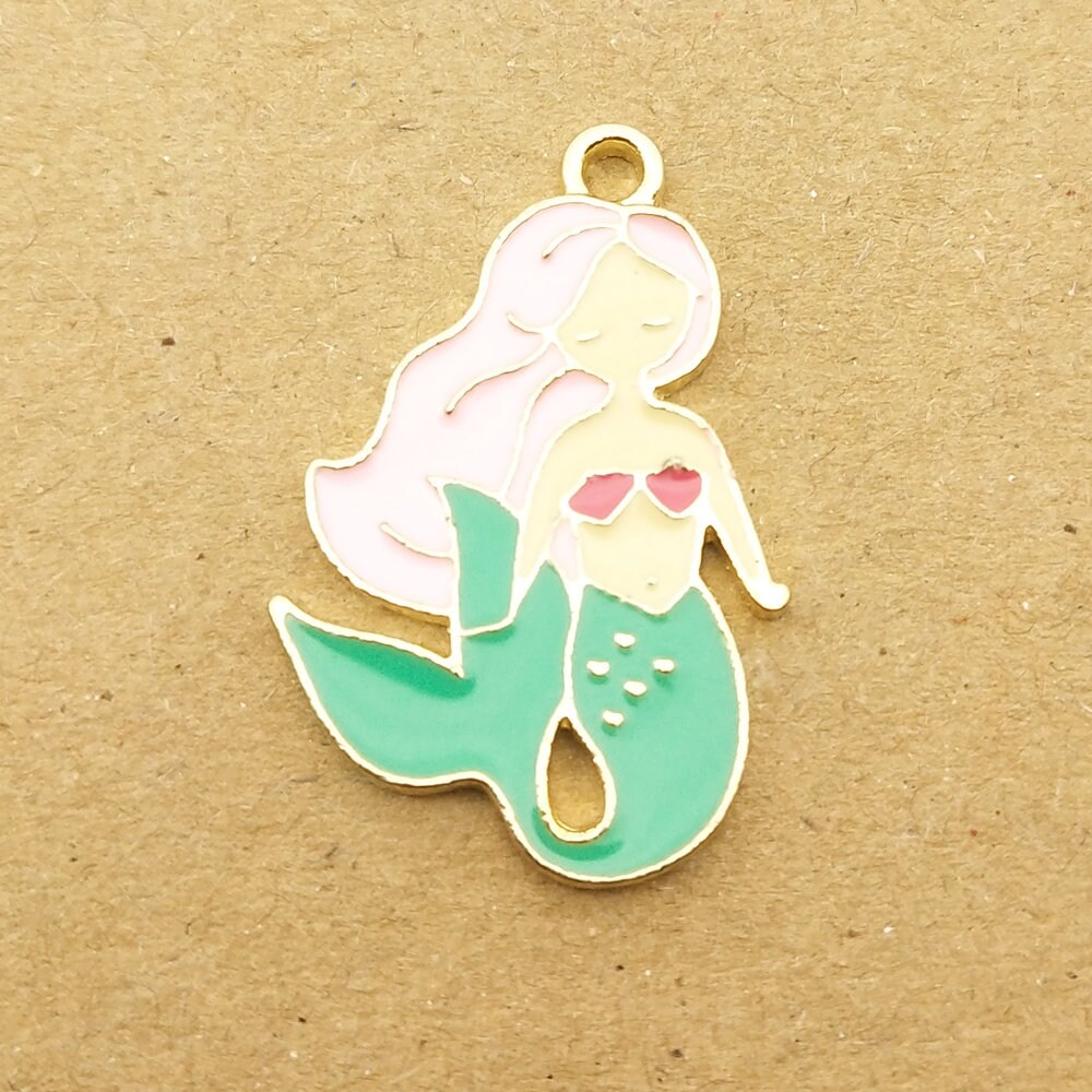 10PCS 1727mm Mermaid Charm Enamel Charm Jewelry Findings | Etsy