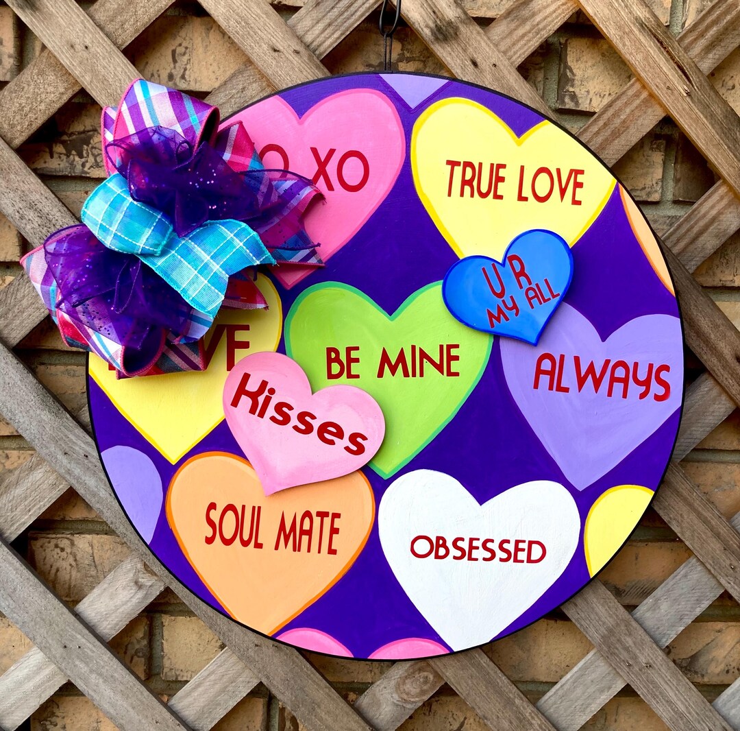 Candy Love Hearts Doorhanger, Conversation Hearts Hanger, Valentines ...