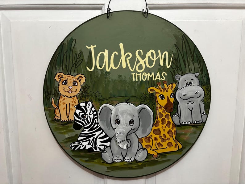 Baby Door Hanger, Jungle Animals Nursery Decor, Safari Themed Hanger - Etsy