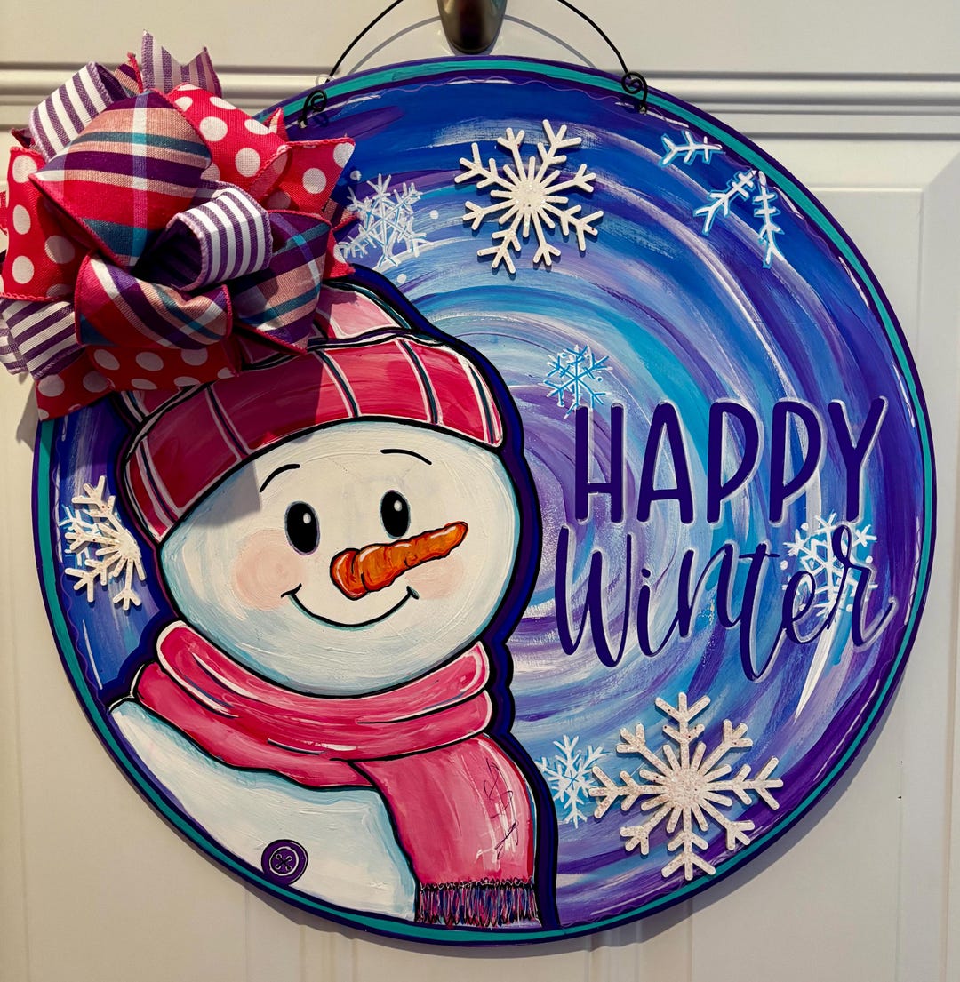 Winter Snowman Door Hanger, Snowman Door Hanger, Winter Theme Decor - Etsy
