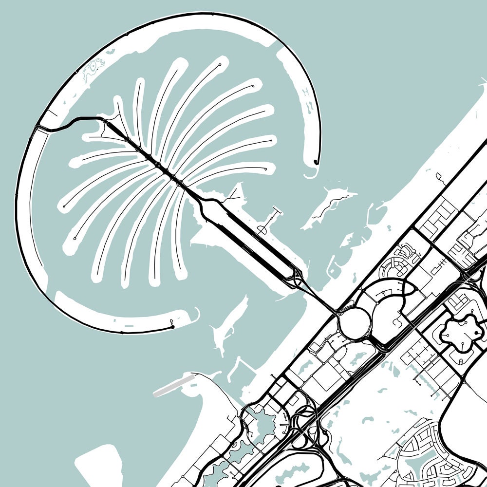 Dubai City Map Printable City Print Dubai Map Print City | Etsy