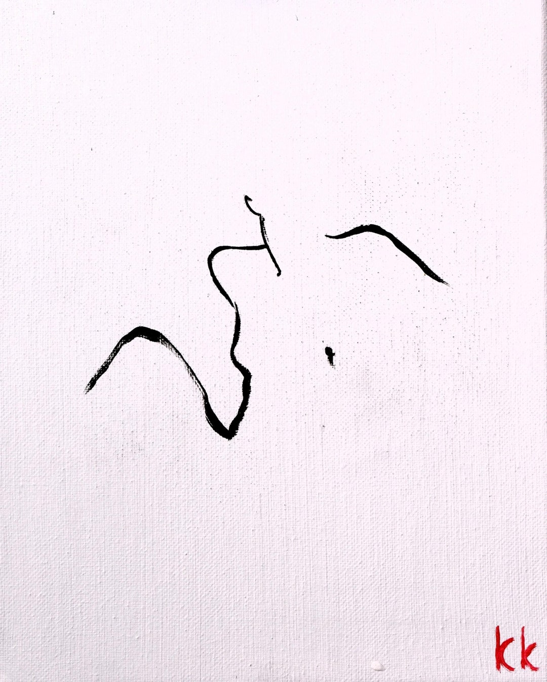 Original Female Bodyscape Line Art Painting: Modern Minimalist 8x10 - Etsy