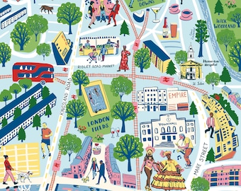 Hackney (london Borough) Illustrated Map Giclee Print - Etsy UK
