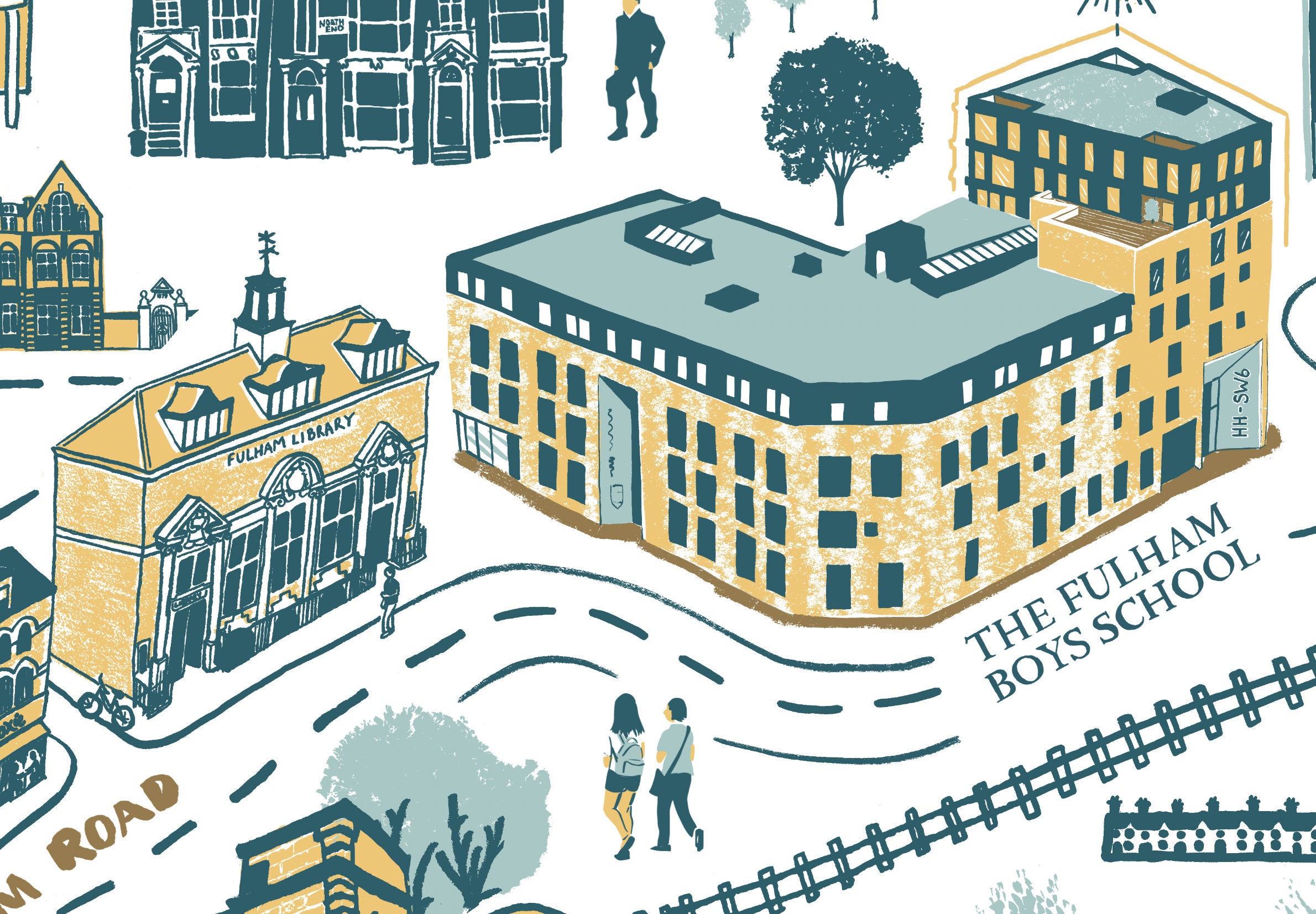 Fulham Boys School Illustrated Map - Etsy