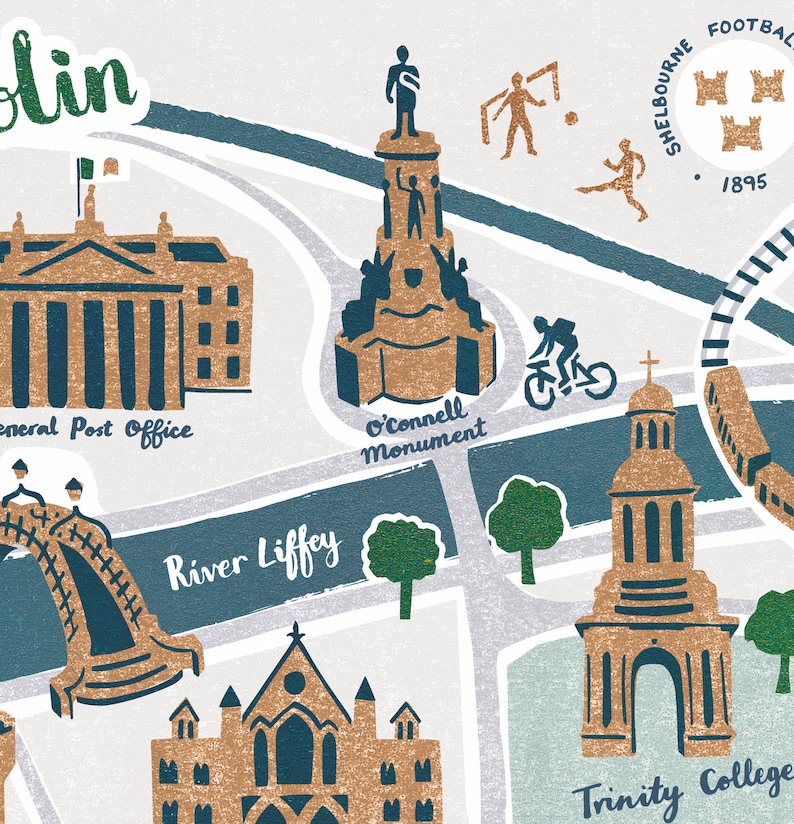 Dublin City Map Illustration - Etsy