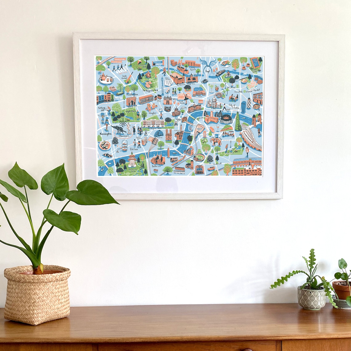 Central London Illustrated Map - Etsy