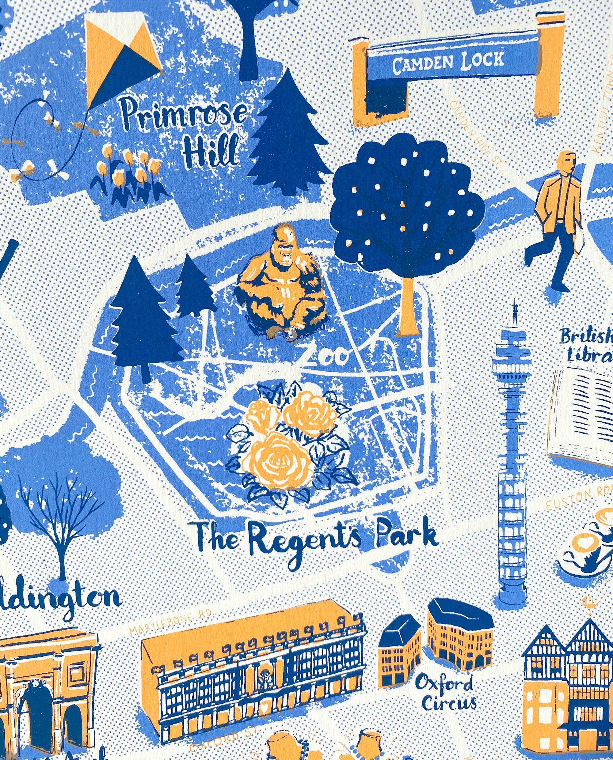 London Map Screen Print 50x70cm Red/orange - Etsy