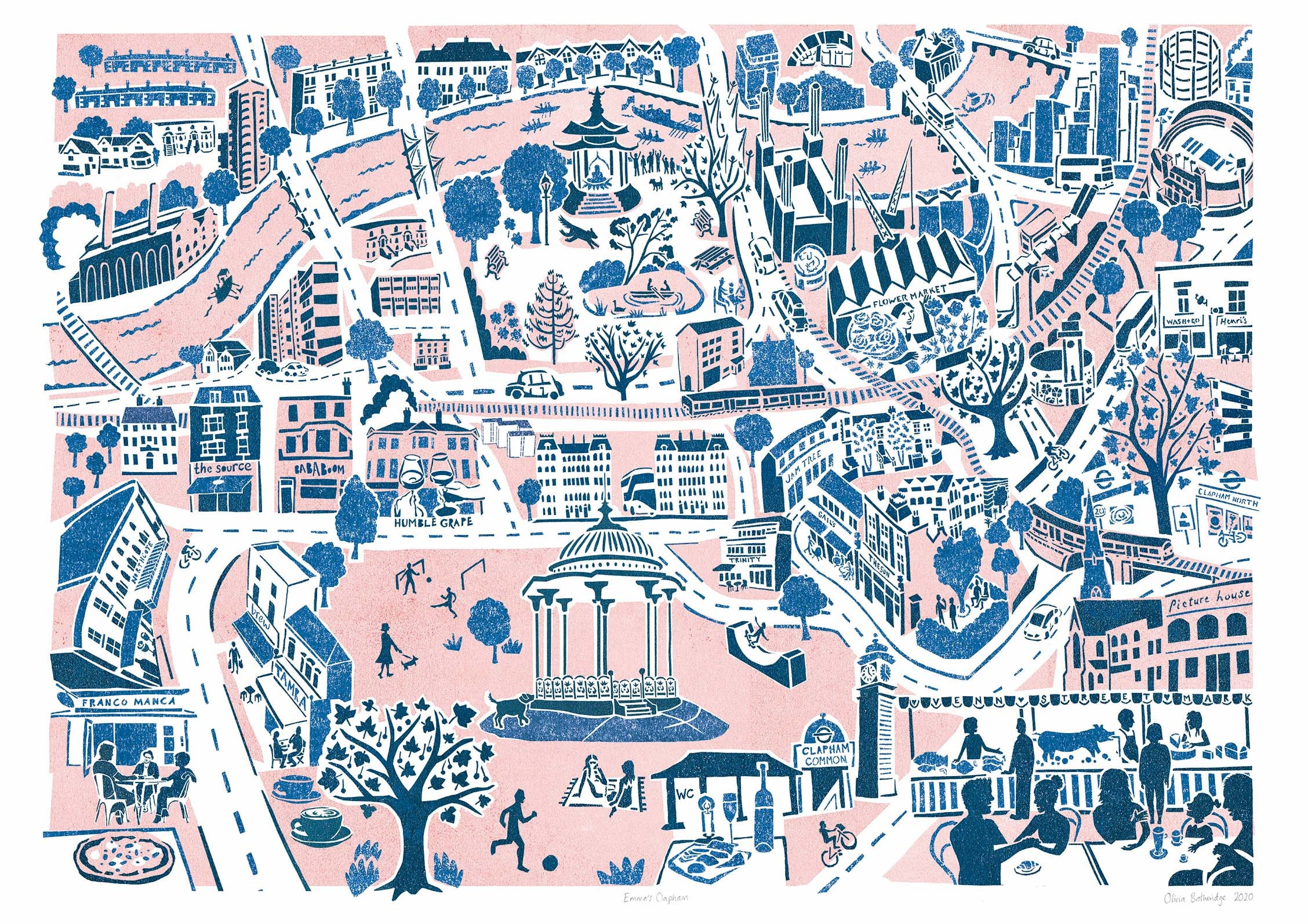 Clapham Map Illustration - Etsy UK