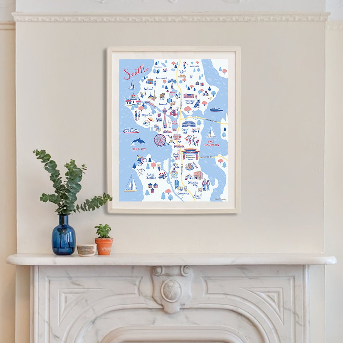 Seattle Illustrated Map - Etsy