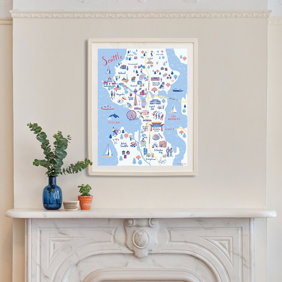 Seattle Illustrated Map - Etsy