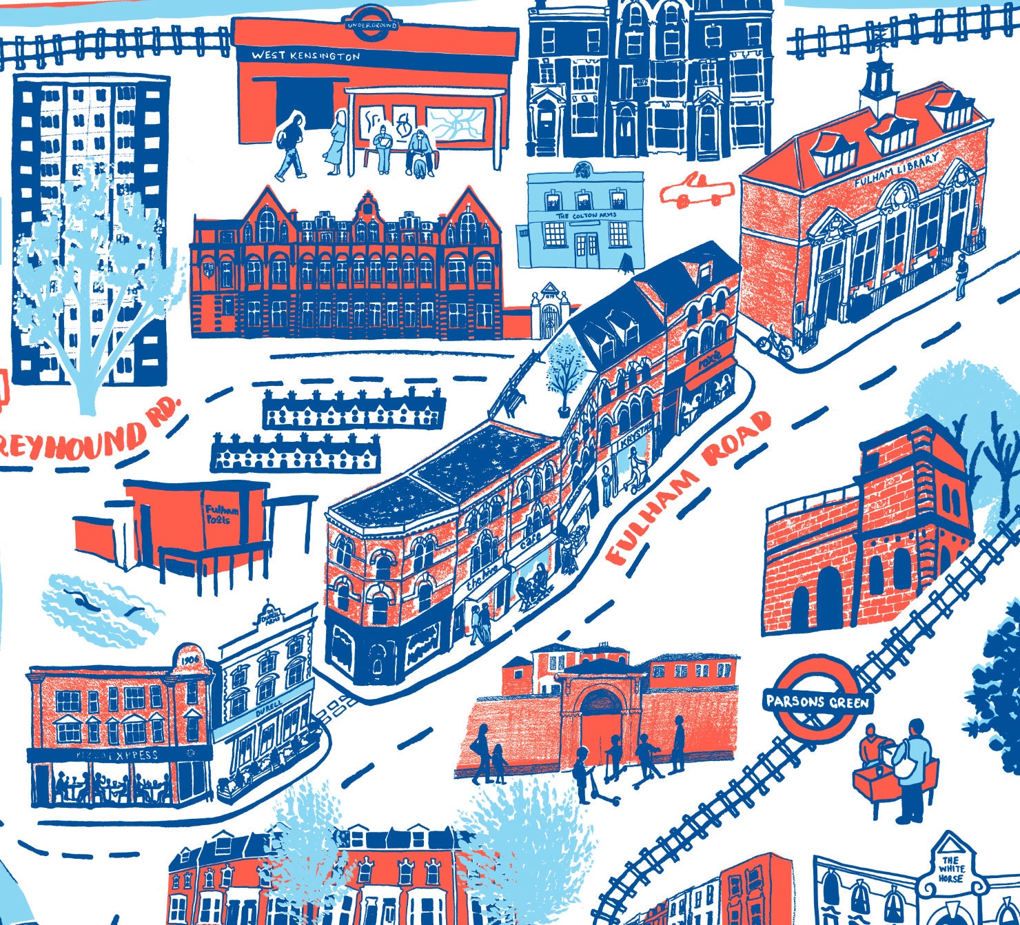Fulham and Hammersmith Illustrated Map - Etsy