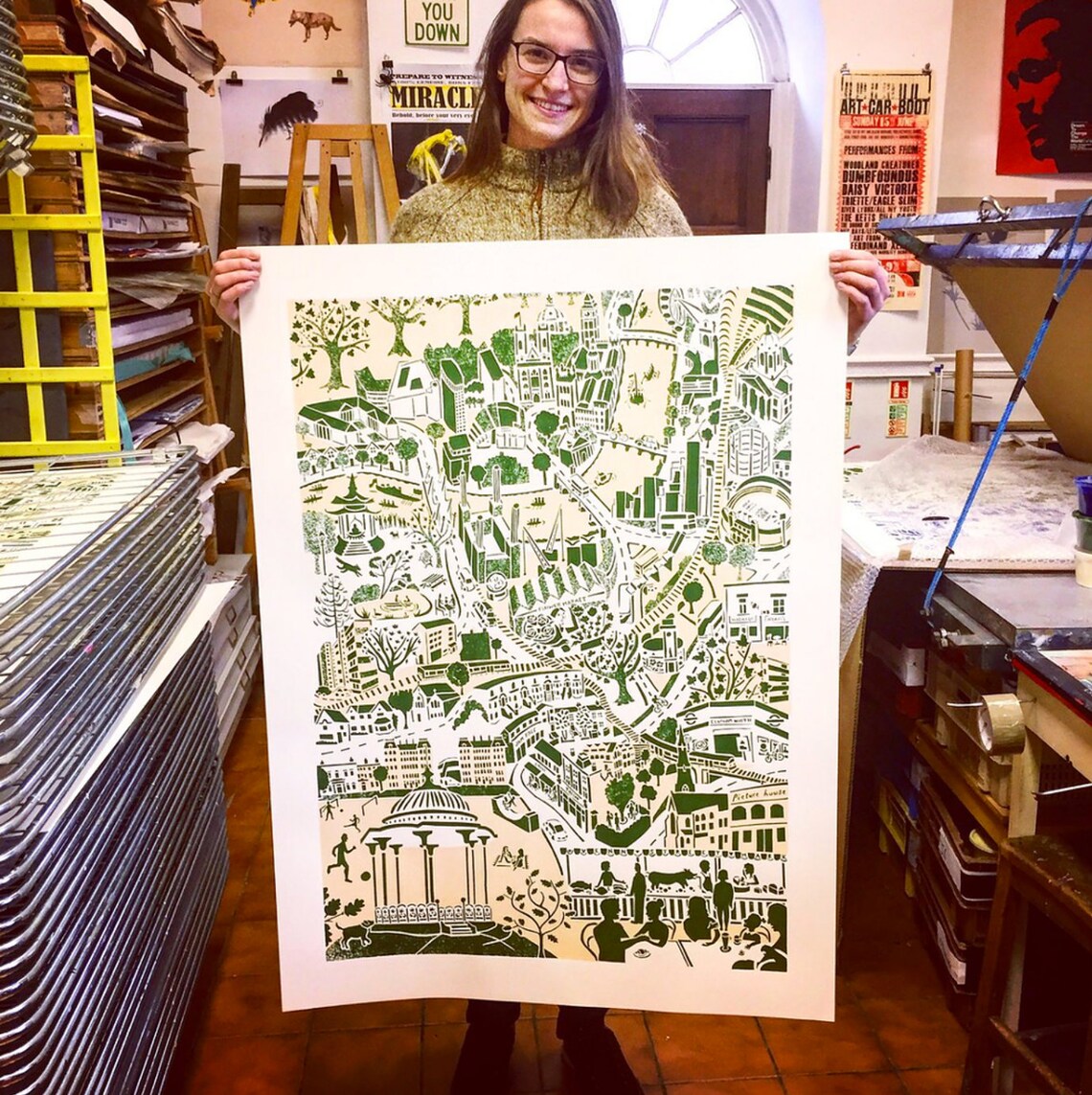 Westminster to Clapham Map Illustration Screenprint (large) - Etsy