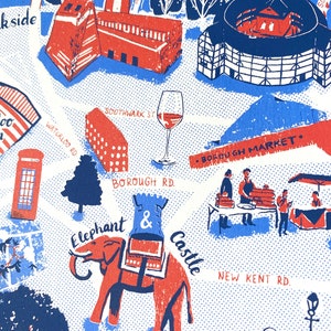 London Map Screen Print 50x70cm Red/orange - Etsy