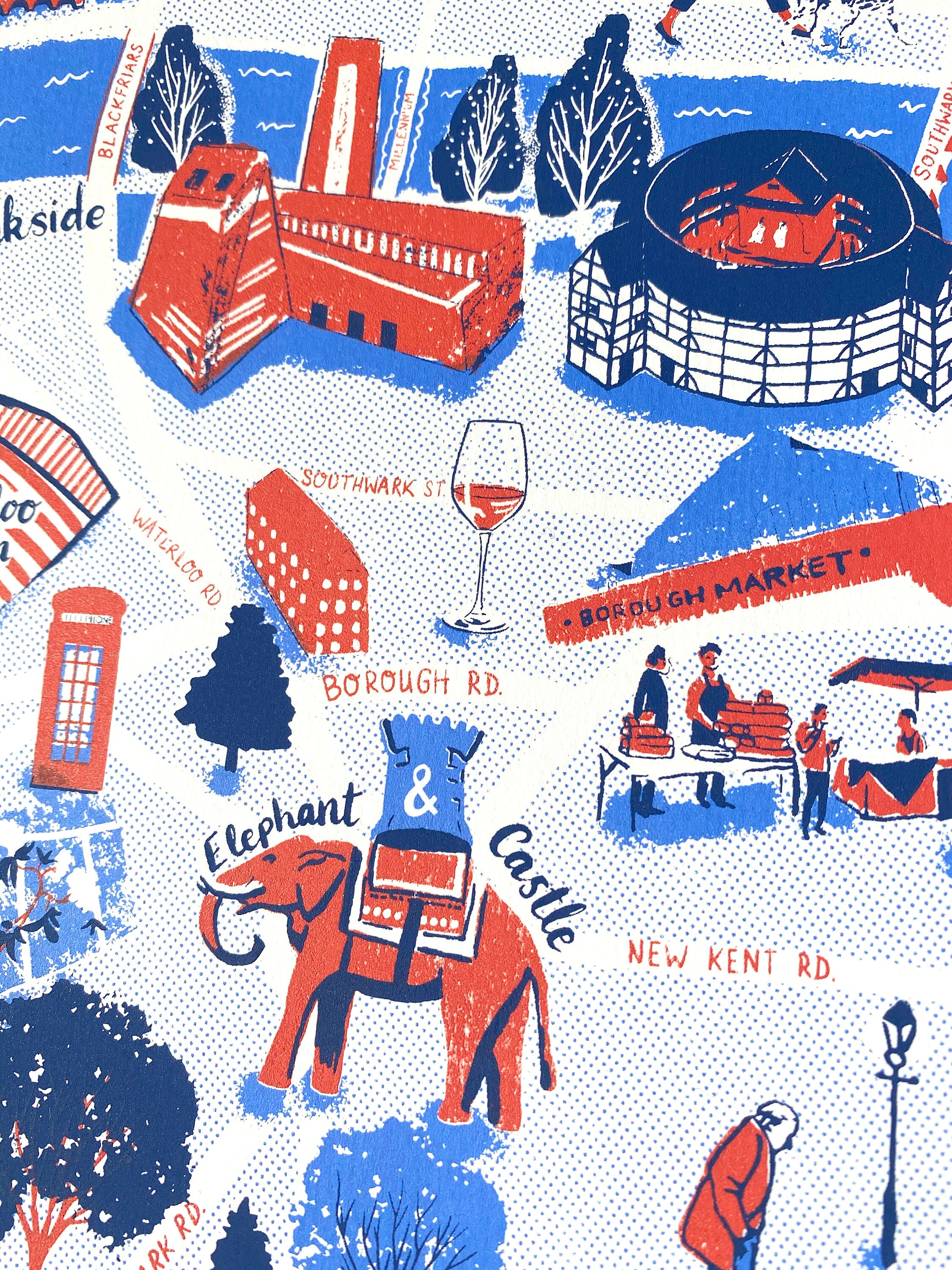 London Map Screen Print 50x70cm Red/orange - Etsy