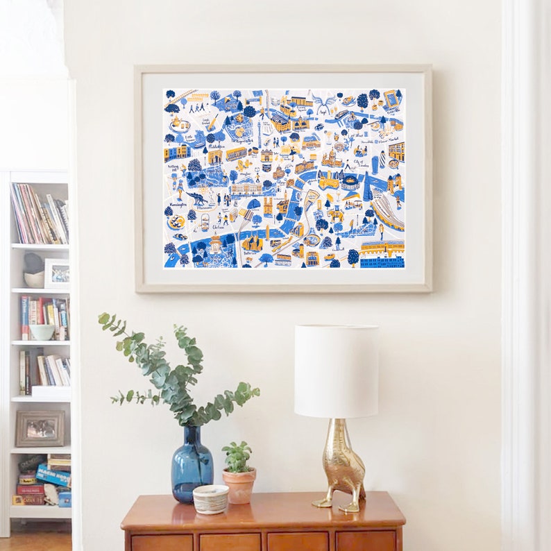 London Map Screen Print 50x70cm Red/orange - Etsy