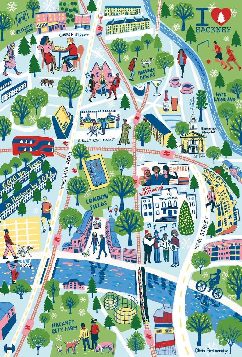 Hackney Illustrated Map - Etsy