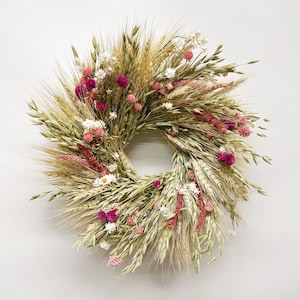 Vancortlandt Farms Natural Handmade Wheat and Dried Flower Pink ...