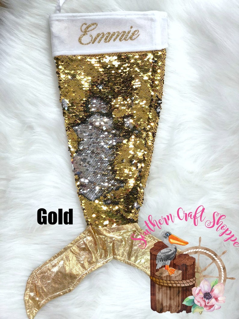 Mermaid Christmas Stocking,sequin Mermaid Tail Stocking, Personalized ...