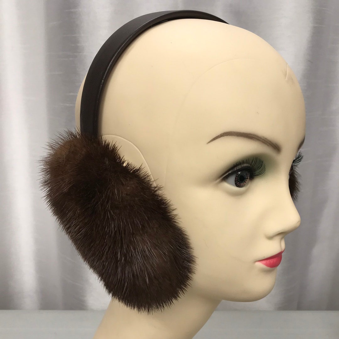 SALE 2/1 Otter Earmuffs real Fur Shell recycled Fur Otter Shell made in ...